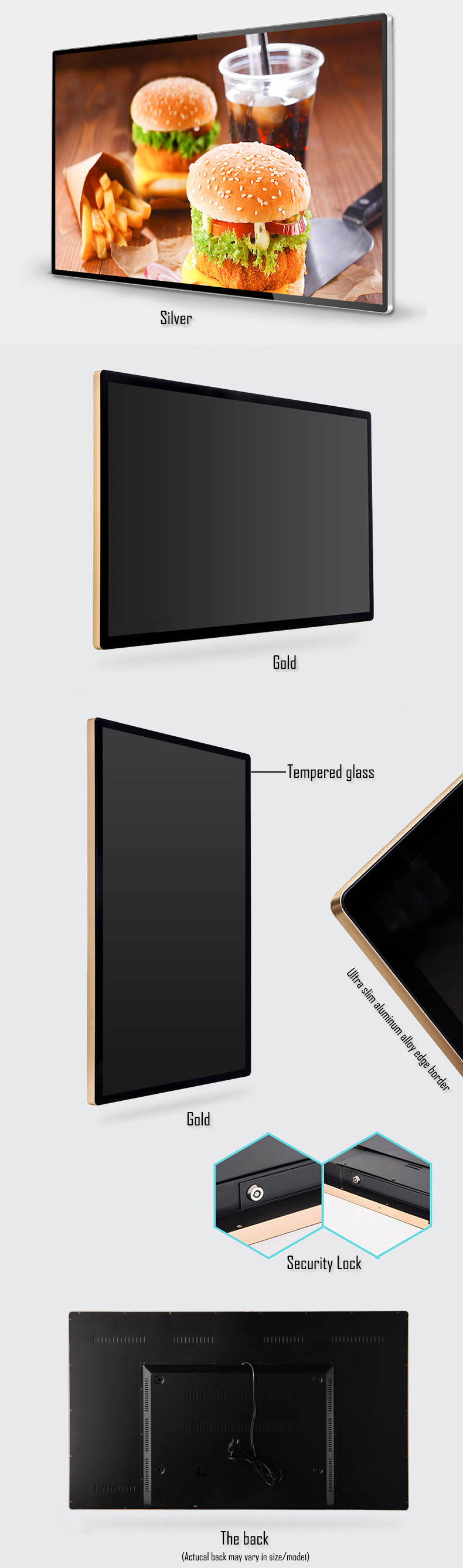 22" to 98" digital signage displays, advertising photo frame