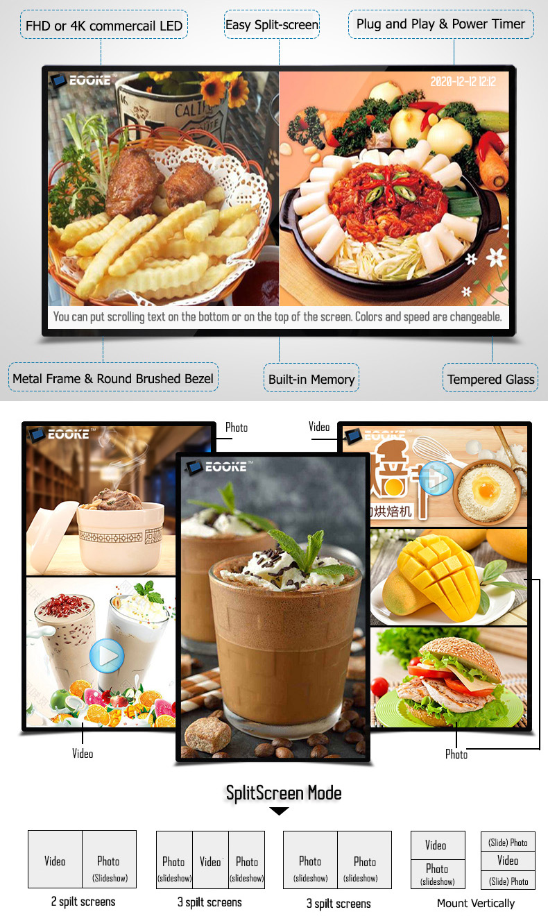 Full HD 65 inch large Digital Photo Frames, Ad Player